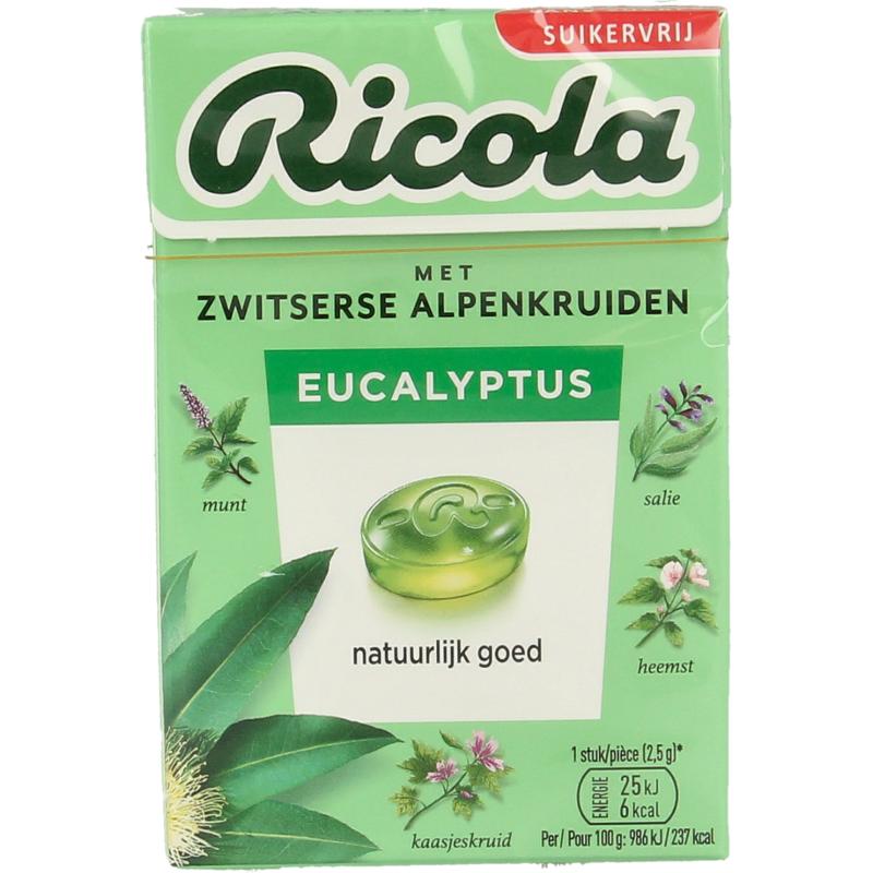 Eucalyptus Suikervrij | 50g | Ricola | eFarma Apotheek En Drogist