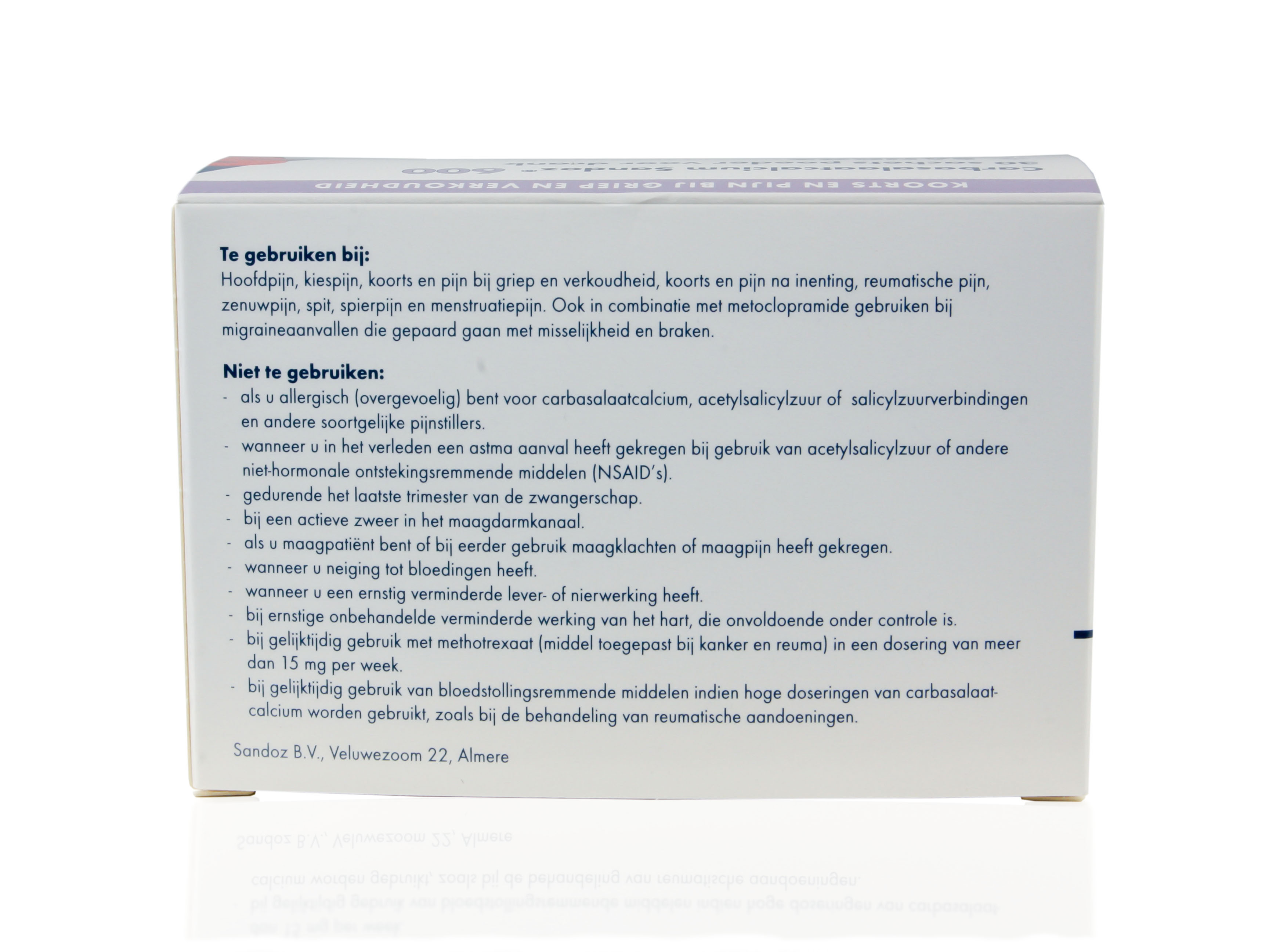 Carbasalaatcalcium Sandoz Sachet 600mg | 30st | Sandoz | eFarma ...